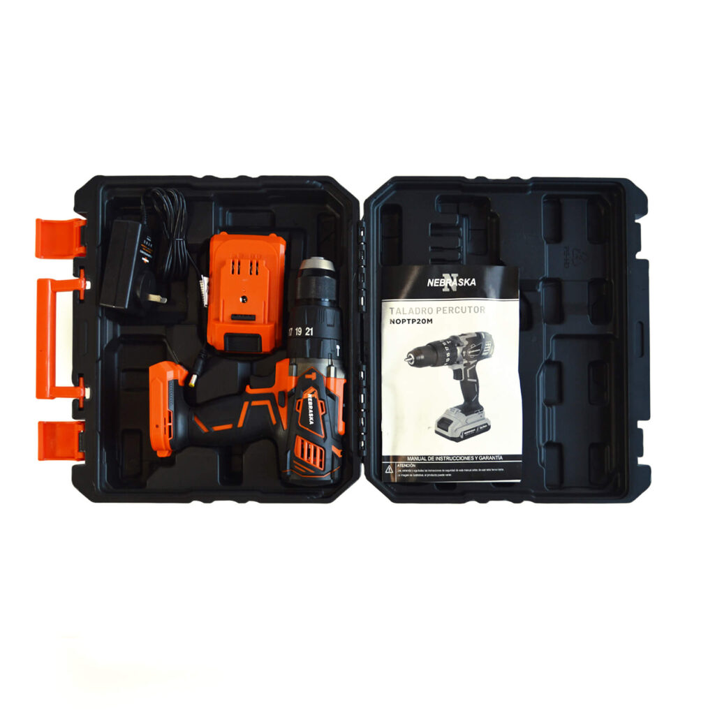 COMBO - TALADRO PERCUTOR ONE-POWER 20V 13MM NEBRASKA+SET MECHAS BOSCH ...